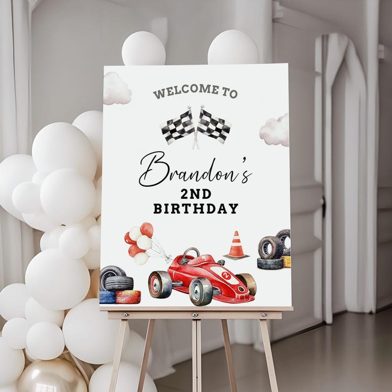 Race Car Birthday Welcome Sign, Two Fast Party (digital Printable) - Etsy