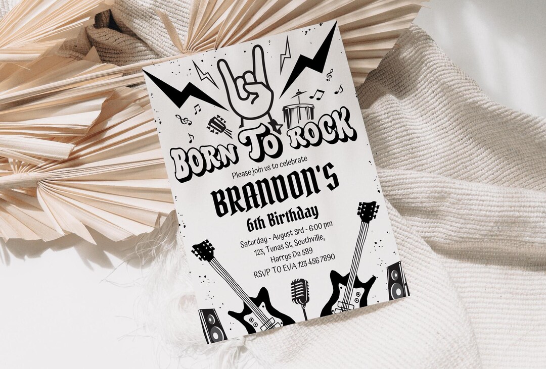 Invitación de cumpleaños de rock and roll Invitación Let's Rock ...