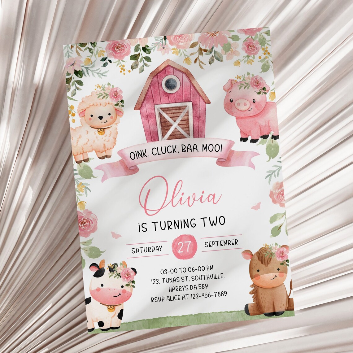 EDITABLE Farm Birthday Invitation, Barn Animals Party Invite Template ...