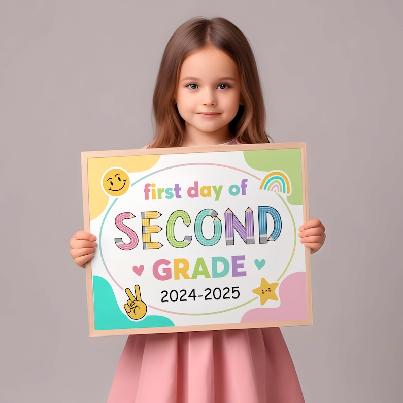 First Day of 2nd Grade Sign, First Day of School Sign, Printable 2nd ...