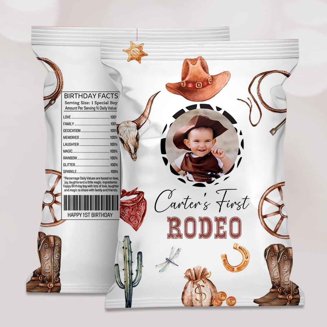 Cowboy Birthday Chip Bag Template, Rodeo Party Favor (DIY Printable) - Etsy