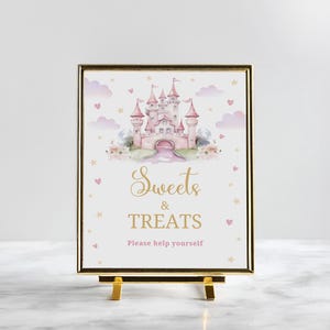 Princess Baby Shower Table Signs, Pink Gold Castle Decor (editable ...