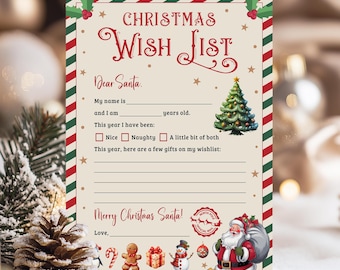 Christmas Wish List Printable, Letter to Santa, Christmas Printable for ...