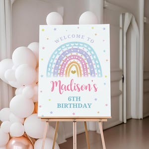 Pastel Rainbow Welcome Sign Rainbow Birthday Welcome Poster Girl ...