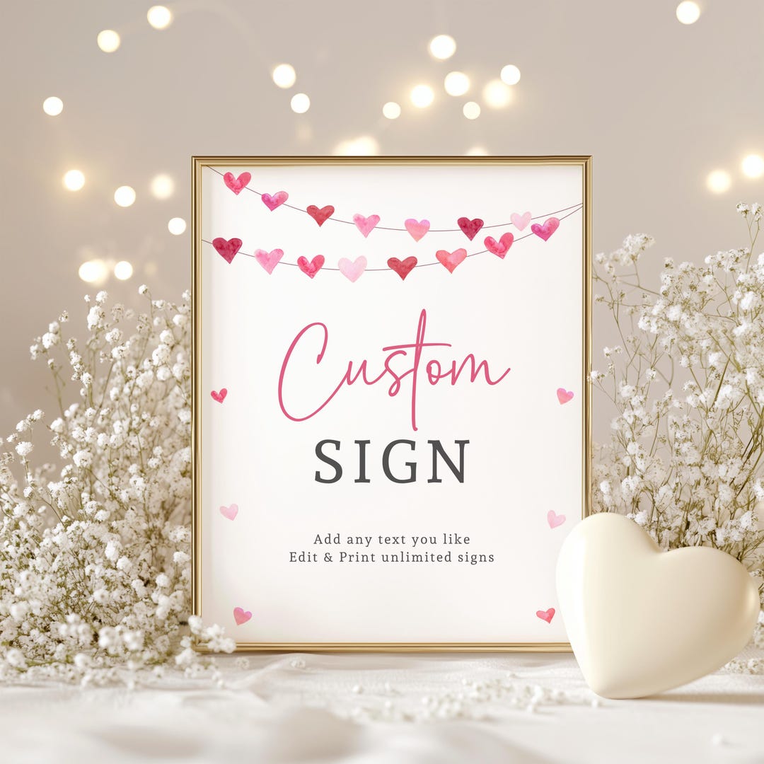 Custom Baby Shower Sign Bridal Shower Sign Printable Birthday Heart ...