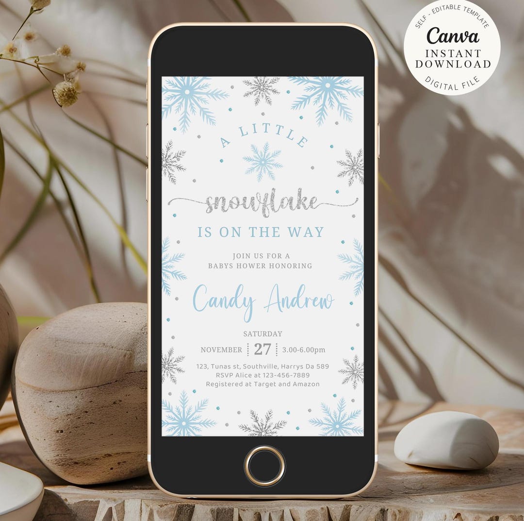 WYNTER Snowflake Baby Shower Invitation, A Little Snowflake is on the ...