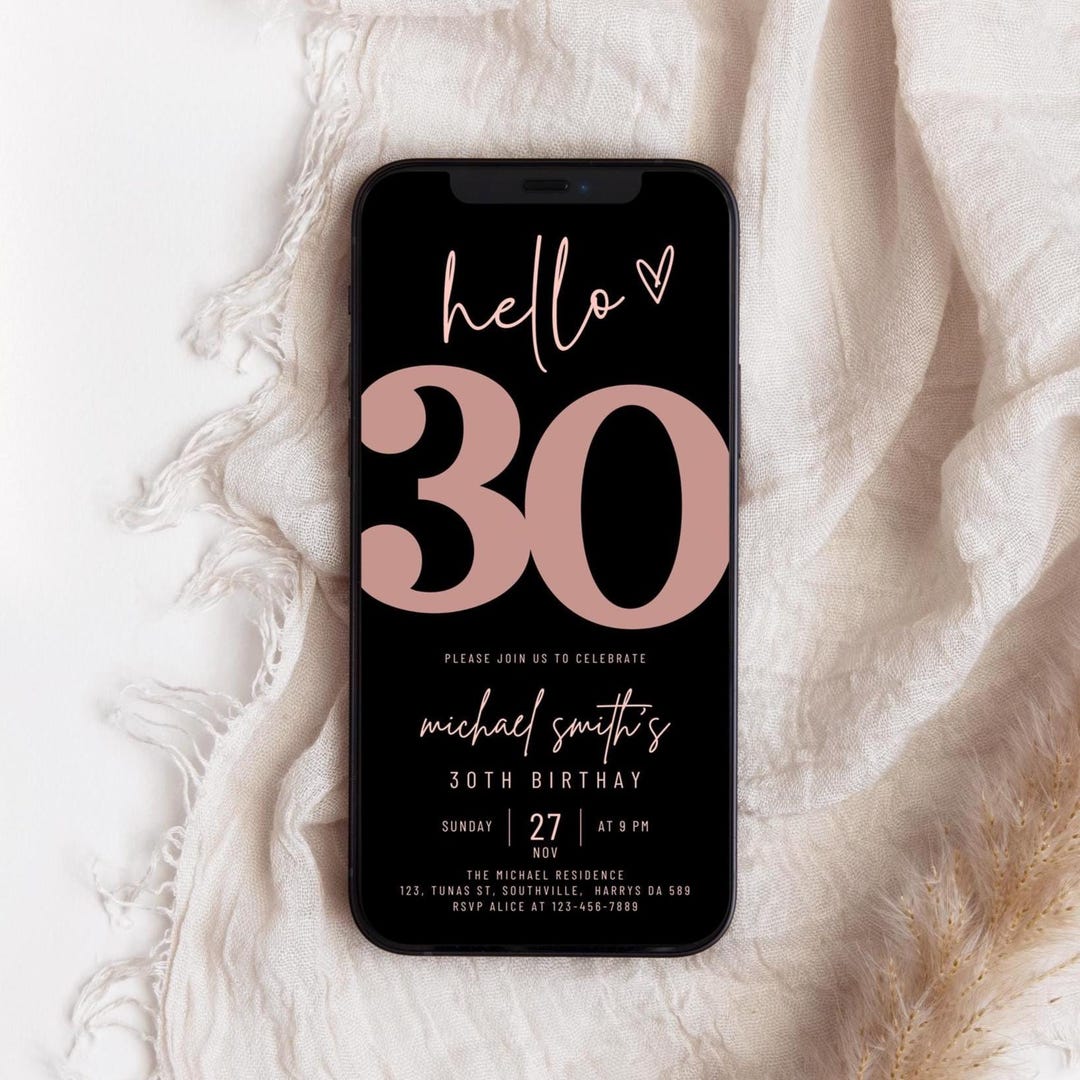 Editable 30th Birthday Invitation, 30th E-invite, 30th Birthday Evite ...