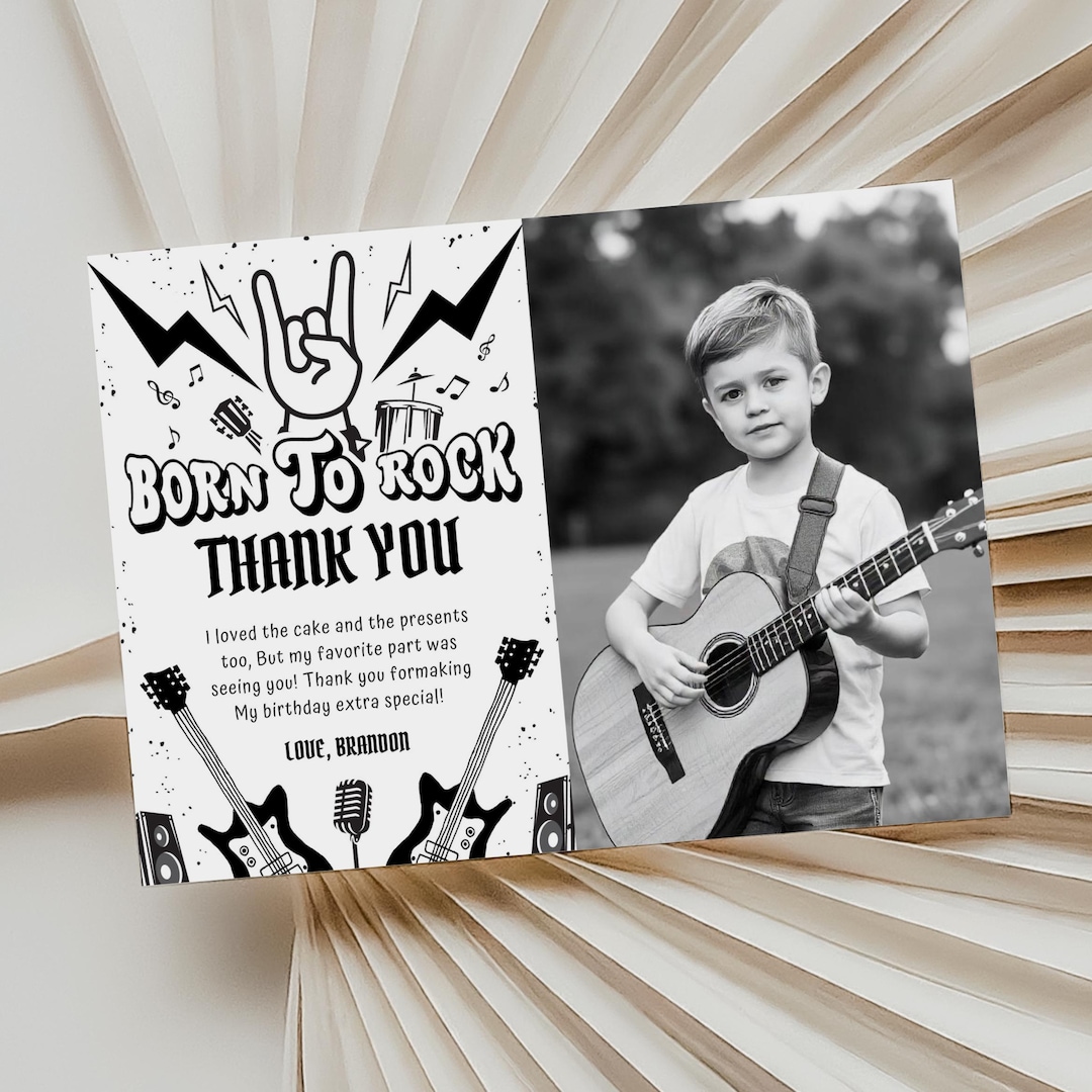 Rock Star Thank You Card Template With Photo, Rock and Roll Theme ...