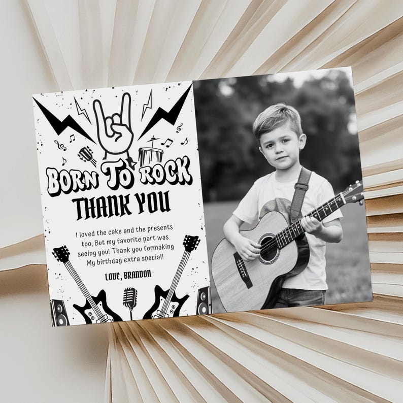 Rock Star Photo Thank You Card Template, Editable (printable) - Etsy