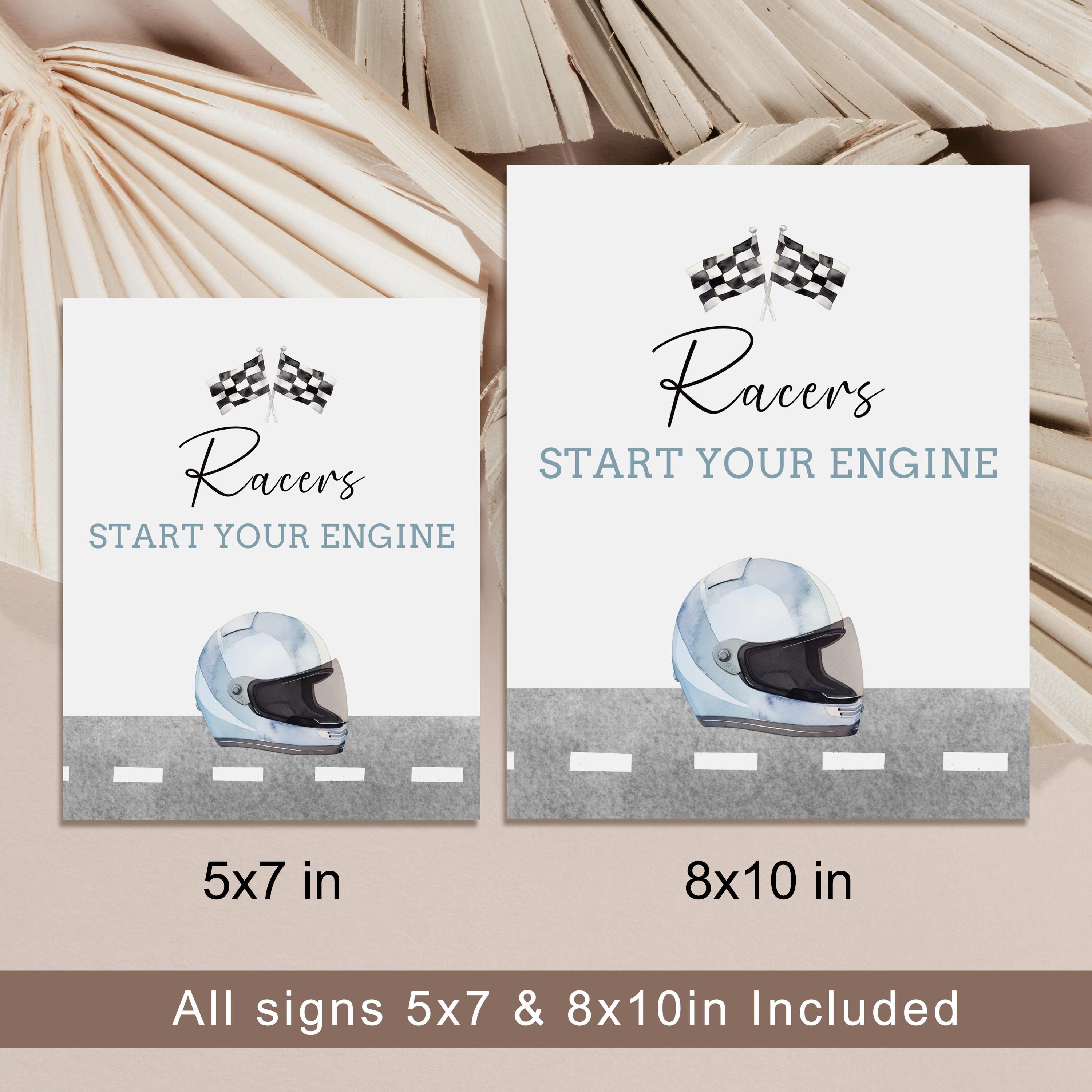 Editable Racing Party Signs Bundle, Blue Race Car 2nd Birthday Two Fast ...