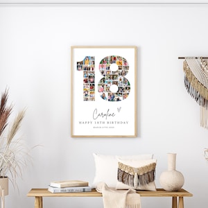 18th Birthday Photo Collage, 18th Birthday Gift, Birthday Number 18 ...