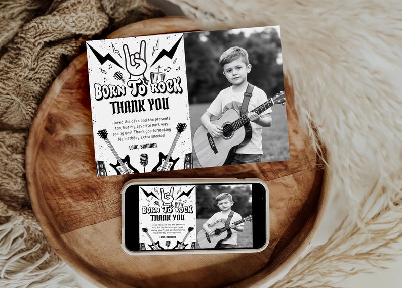 Rock Star Photo Thank You Card Template, Editable (printable) - Etsy