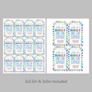 Bubbling With Fun Tag, Summer Bubbles, Kids Bubble Gift Tags, Last Day ...