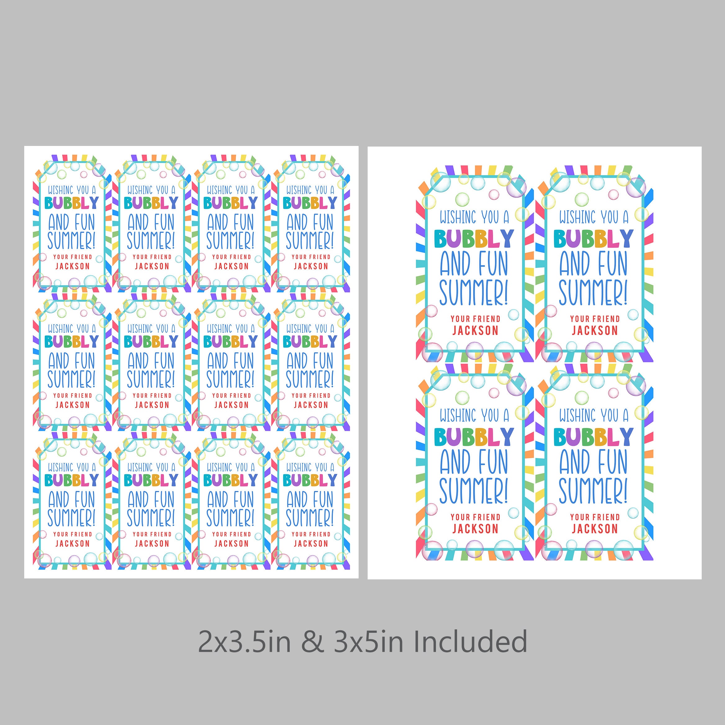 Summer Bubbles Gift Tag, Editable Teacher Favor (digital Download) - Etsy