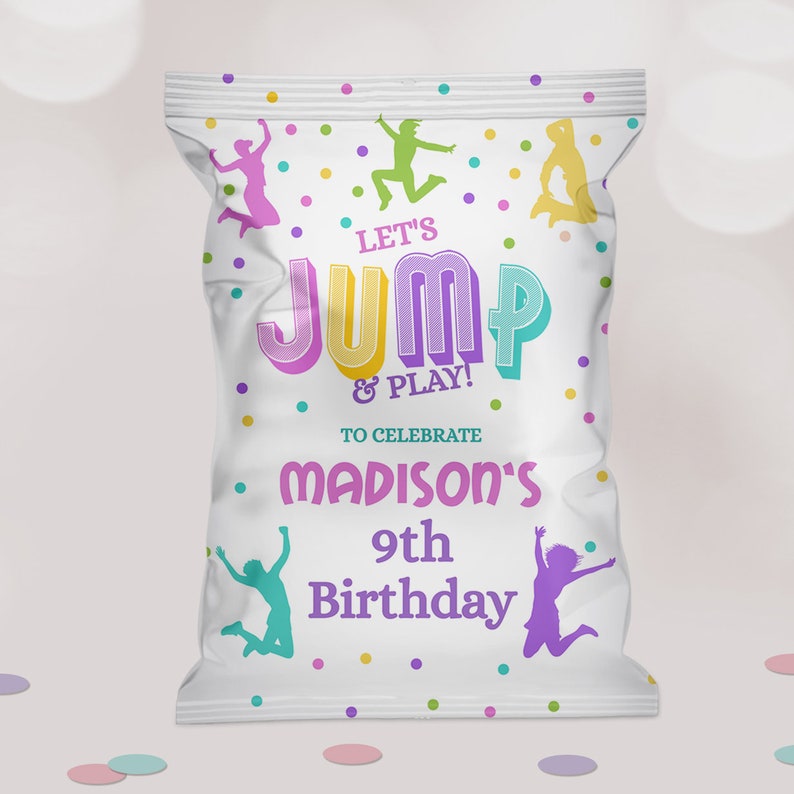 Jump Birthday Party Chip Bag, Editable Printable Favor (B260) - Etsy