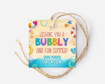 Bubbling With Fun Tag, Summer Bubbles, Kids Bubble Gift Tags, Last Day ...