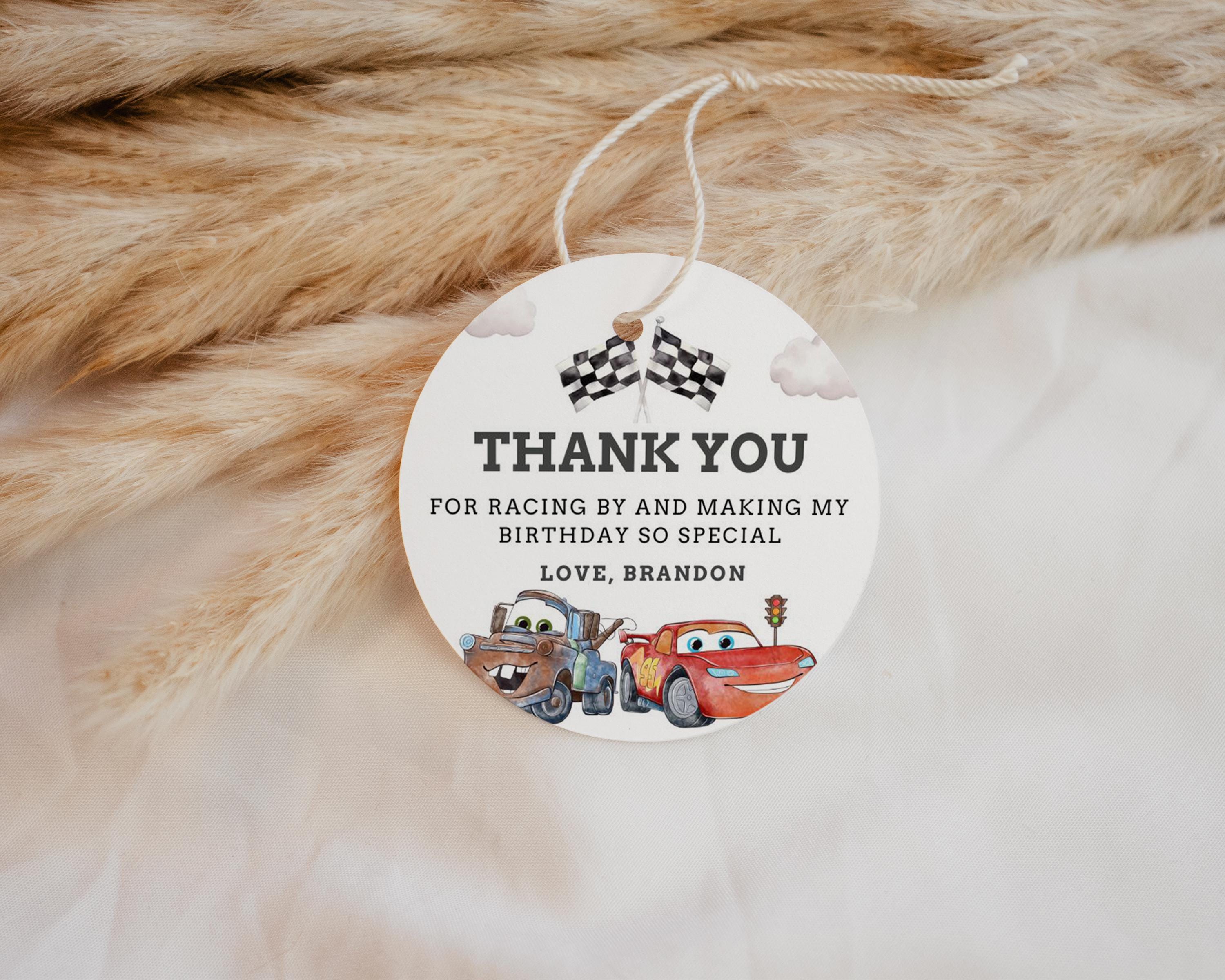 Cars Birthday Favor Tag Boy Lighting Mcqueen Race Car Party Thank You ...