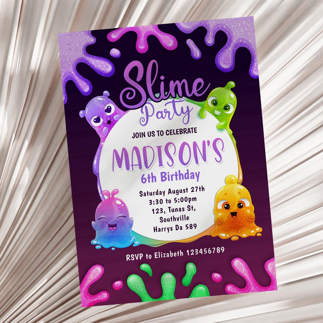 SLIME PARTY INVITATION Editable Slime Invitation Toy Slime Birthday ...