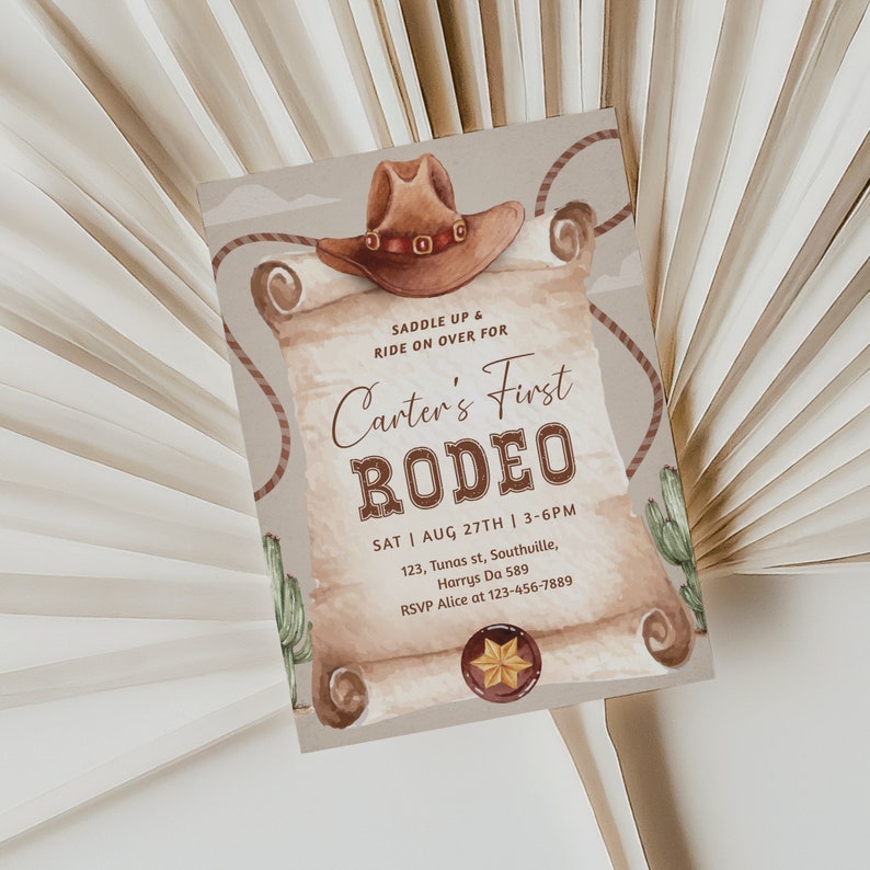 FIRST RODEO Invitation Template, Printable Wild West Birthday Invite ...