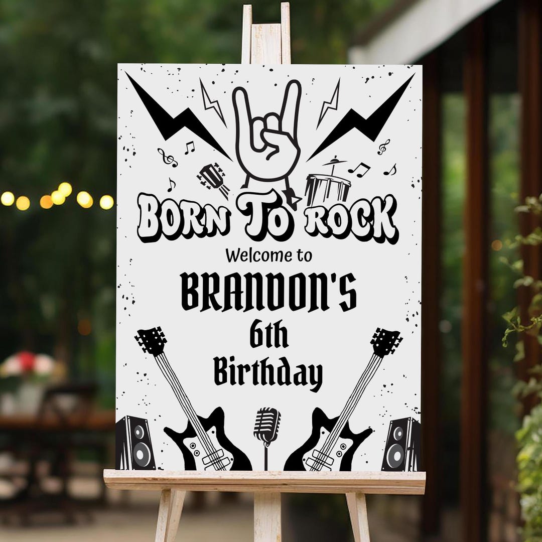 Rock and Roll Birthday Welcome Sign Template, Boy Birthday, Born to ...