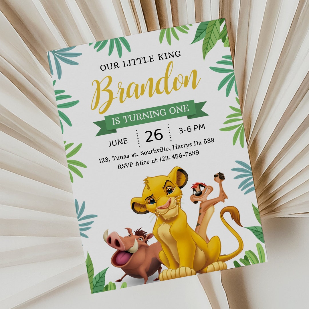 Editable Lion King Birthday Invitation, Simba Birthday Invite Template ...