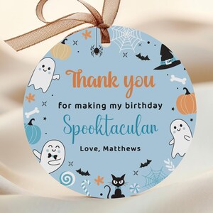Editable Halloween Birthday Thank You Favor Tags Label Costume Party ...