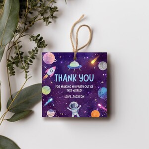 Editable Space Birthday Favor Tags, Rocket Ship, Astronaut (digital ...