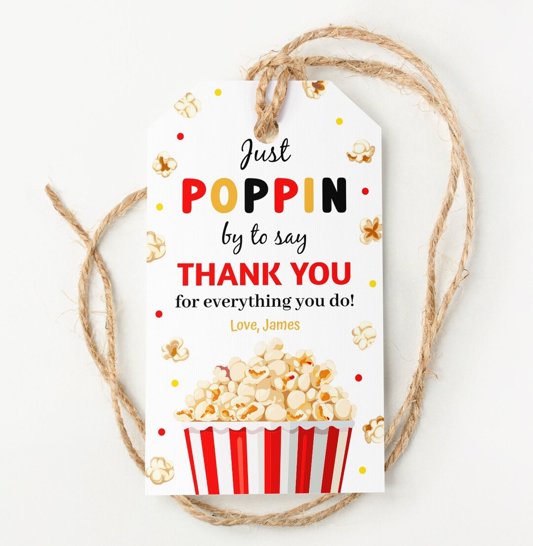 EDITABLE | Popcorn Teacher Appreciation Tags | Gift Tags | Thank You ...