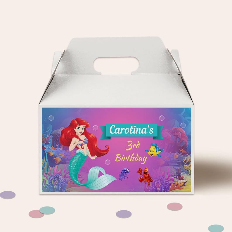 Ariel Mermaid Party Gable Box, Personalized Treat, Under the Sea ...