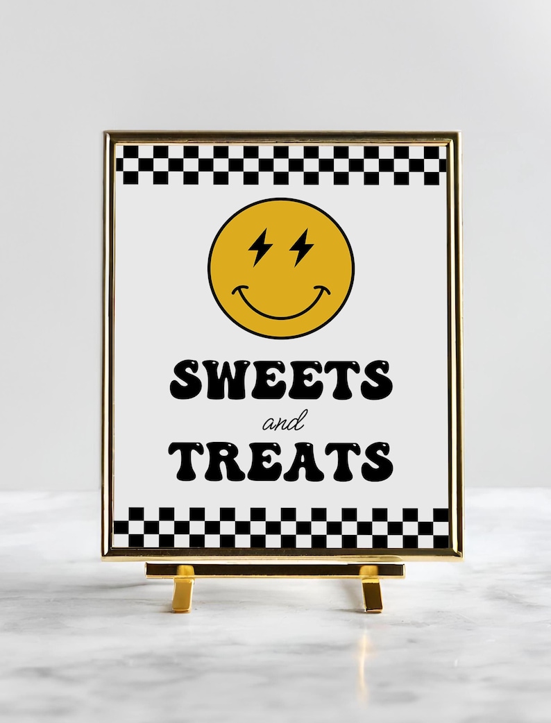 Editable One Happy Dude Birthday Signs, Smiley Face Party Decor ...