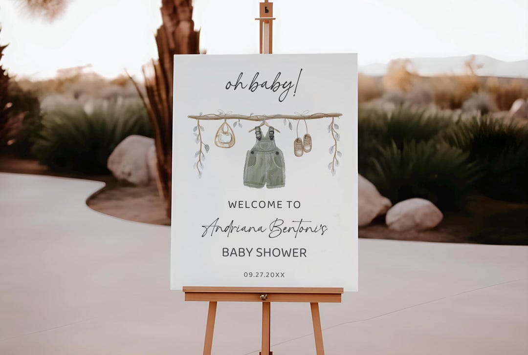 Boy Baby Shower Welcome Sign Template, Boho Boy Baby Shower, Neutral ...