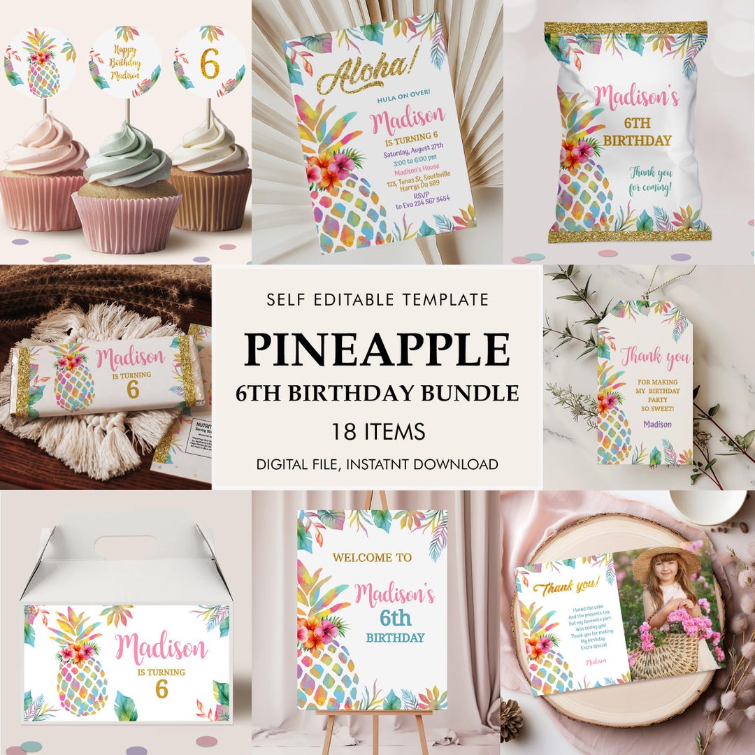 BUNDLE Pineapple Aloha Hawaiian Chips Bag, Juice Bags, Water Bottle ...