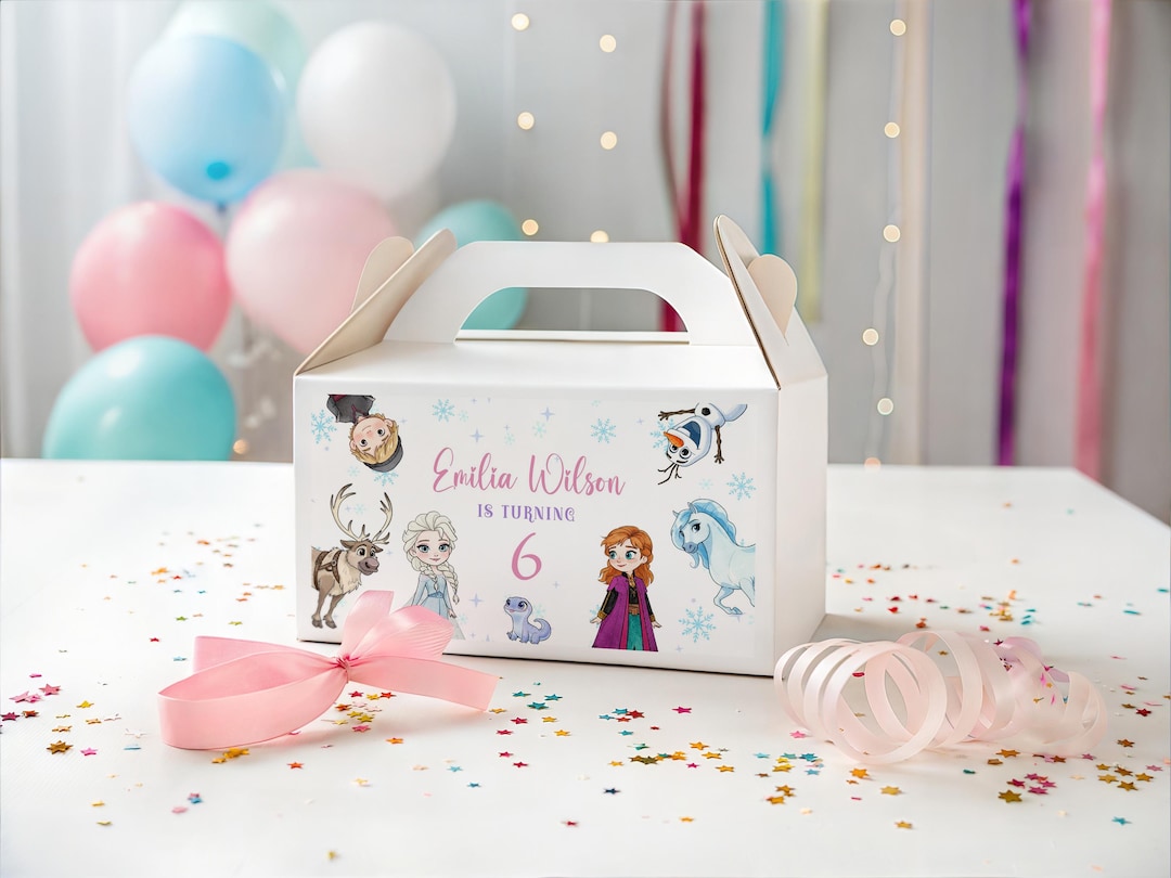 Frozen Gable Box Label, Frozen Treat Box Label, Elsa Treat Box Party ...