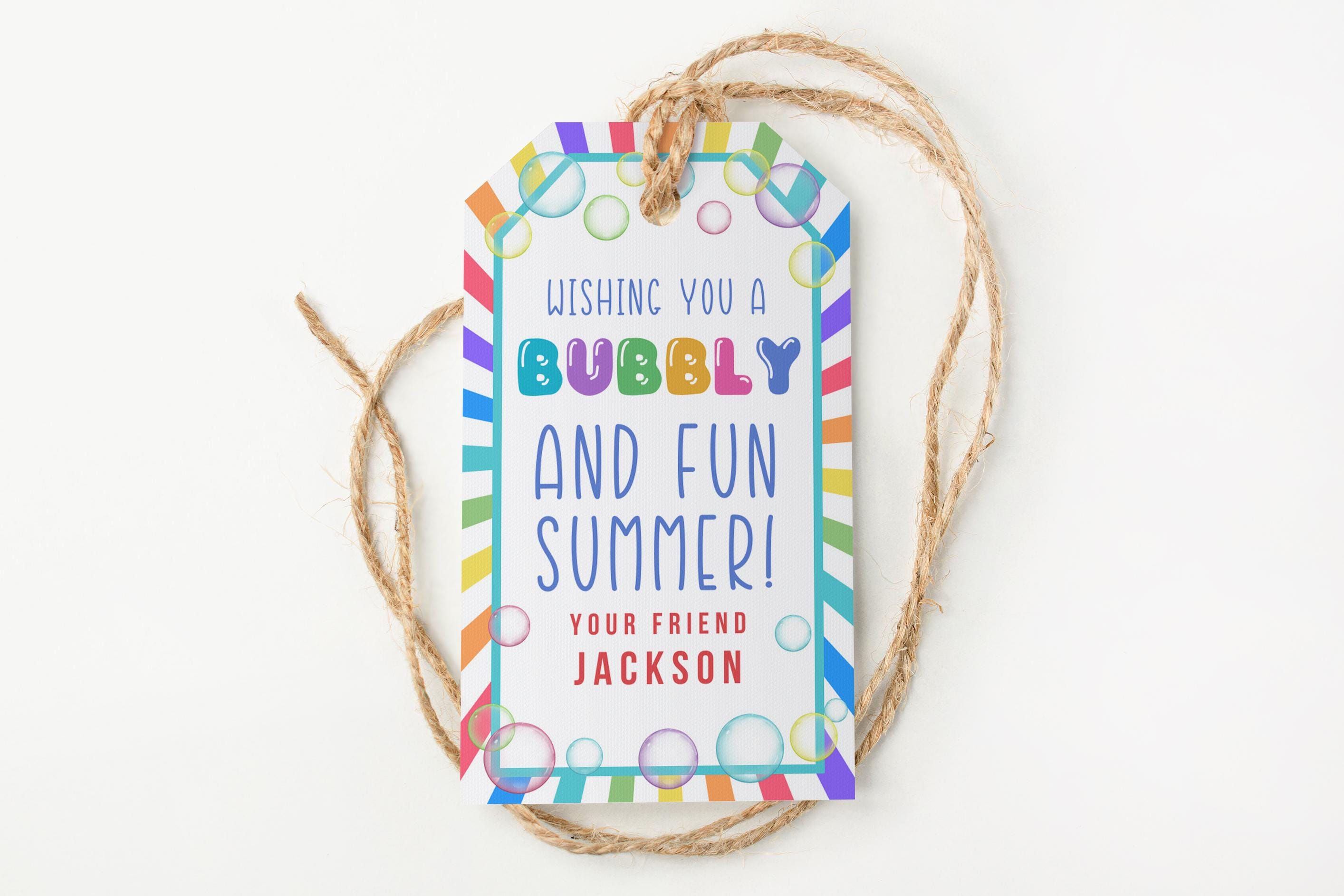 Summer Bubbles Gift Tag, Editable Teacher Favor (digital Download) - Etsy