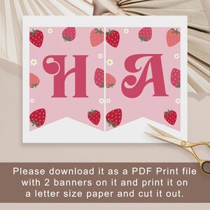 Strawberry 1st Birthday Banner, Girl Party Decor (digital Download) - Etsy