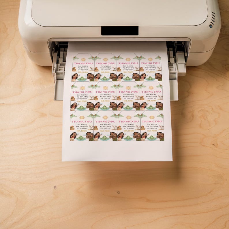 Moana Birthday Gift Tags, Tropical Party Favor Labels (digital Download ...