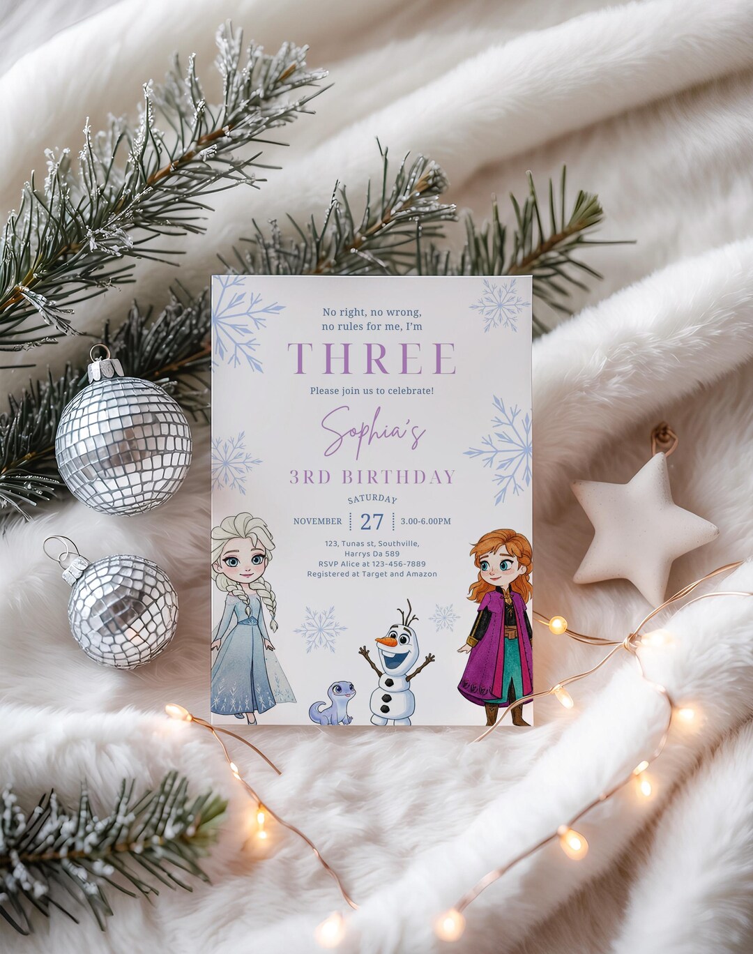 Frozen 3rd Birthday Invitation Frozen Invitation Princess Elsa Anna ...