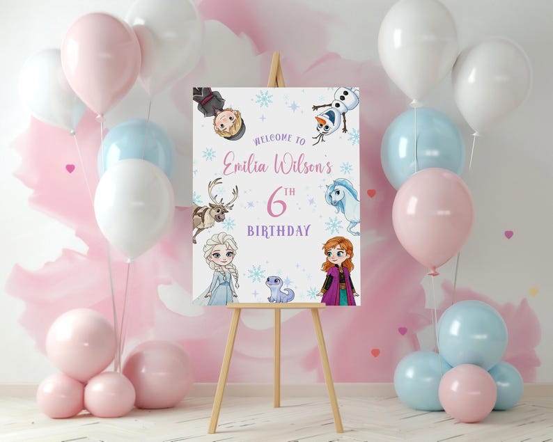 Elsa Frozen Birthday Welcome Sign, Custom Party Decor (digital Download ...