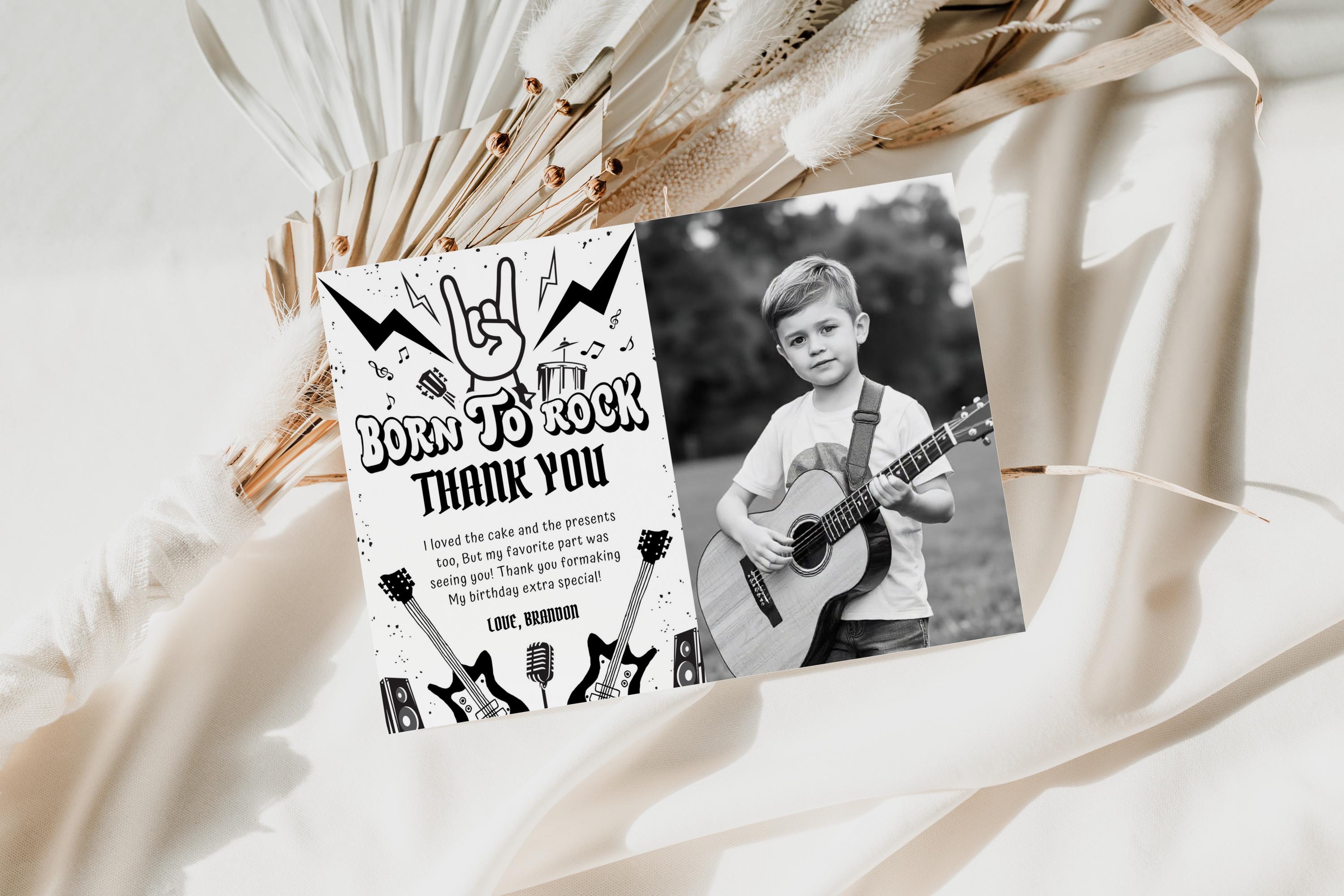 Rock Star Thank You Card Template With Photo, Rock and Roll Theme ...