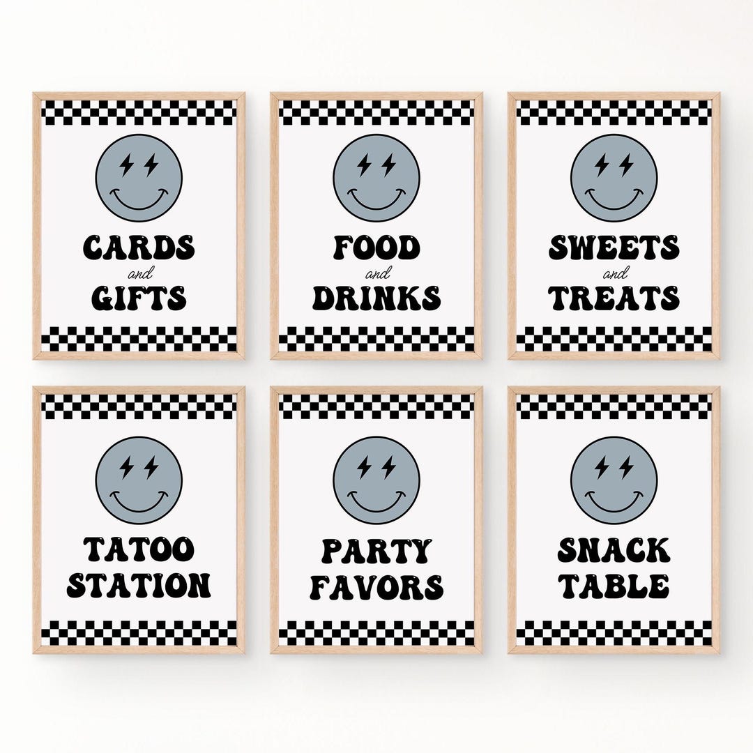 Editable Happy Dude Birthday Signs Bundle, Instant Download Blue One ...