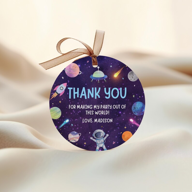 Editable Space Birthday Favor Tags, Rocket Ship, Astronaut (digital ...