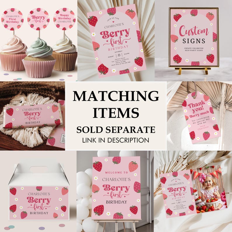 Berry First Birthday Chocolate Bar Labels, Editable Berry 1st Birthday ...
