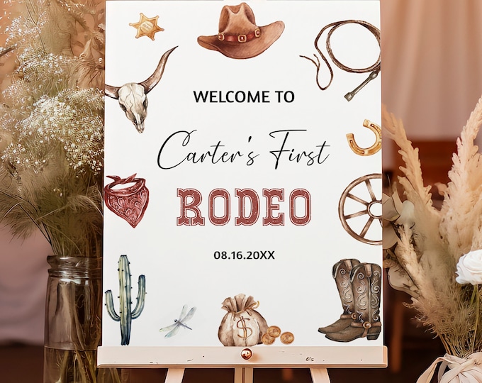 EDITABLE Cowboy Baby Shower Welcome Sign Party Signs Decorations Yard ...