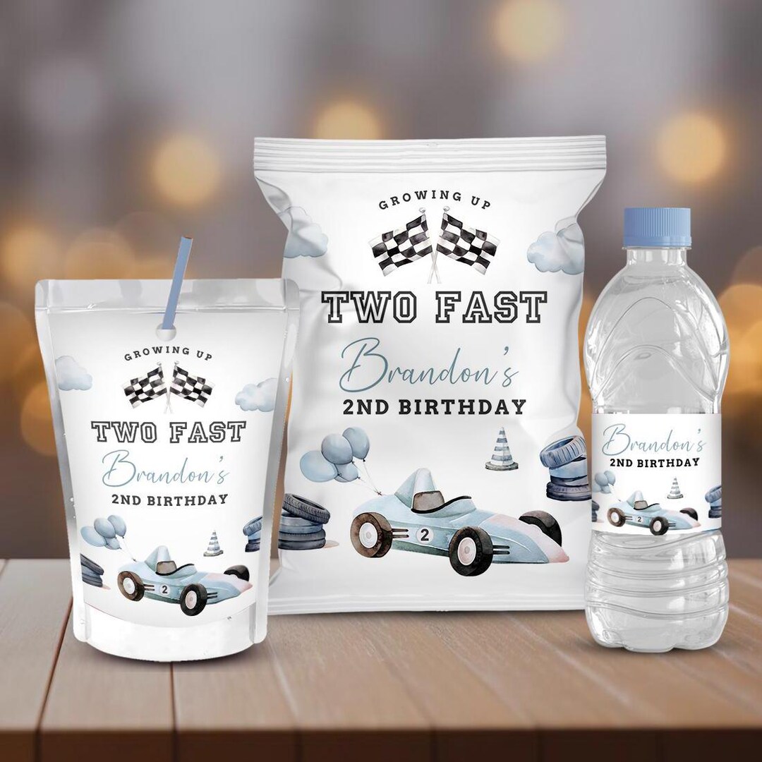Two Fast Birthday Party Decorations, Racecar Bundle (digital Download ...