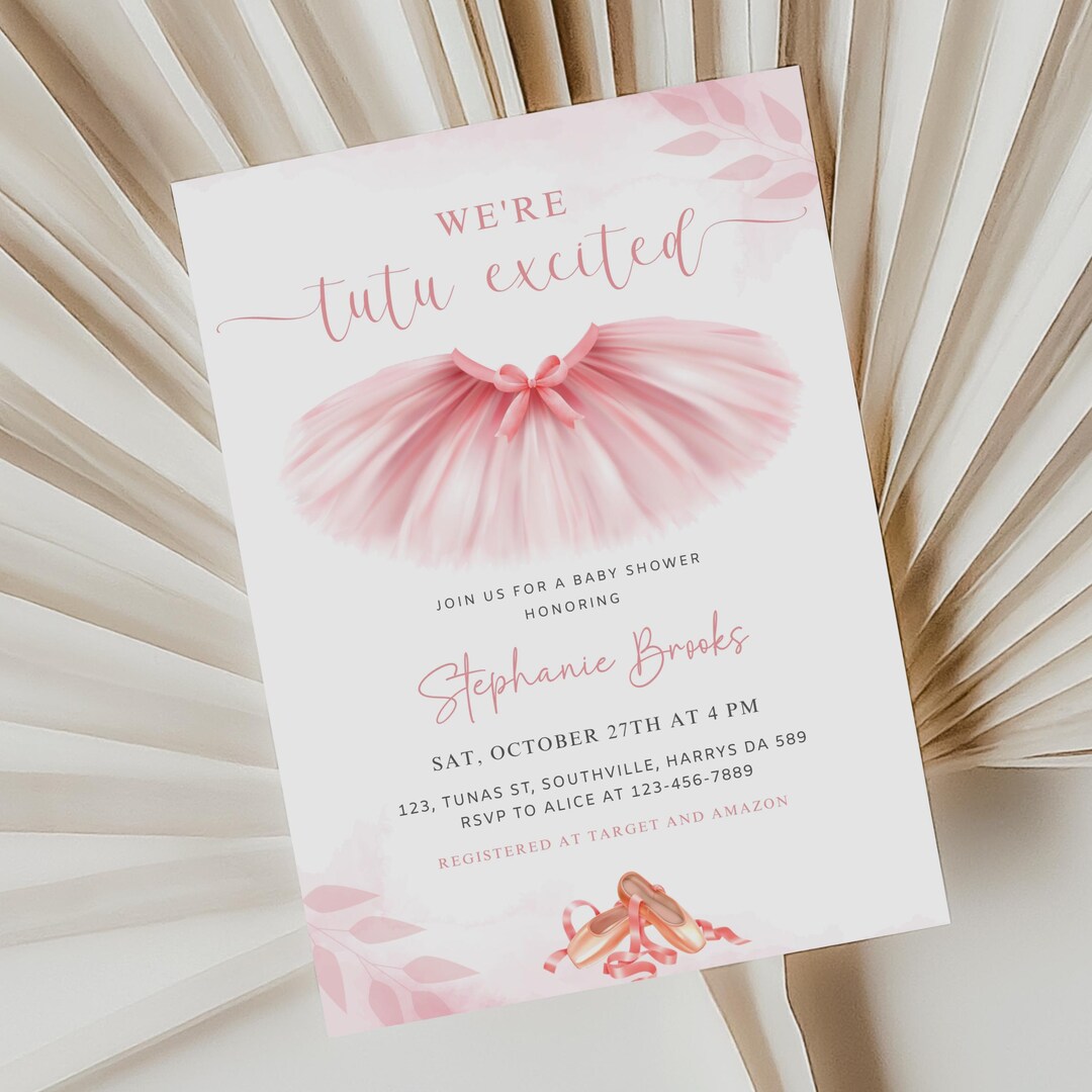 Tutu Baby Shower Invitation, Were Tutu Excited Baby Shower Invite, Tutu ...