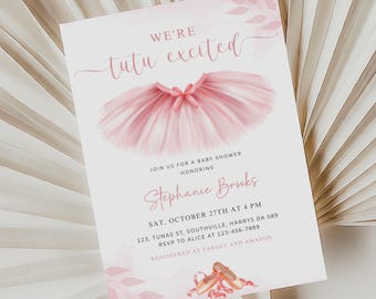 We Are Tutu Excited Ballerina Baby Shower Invite - Etsy