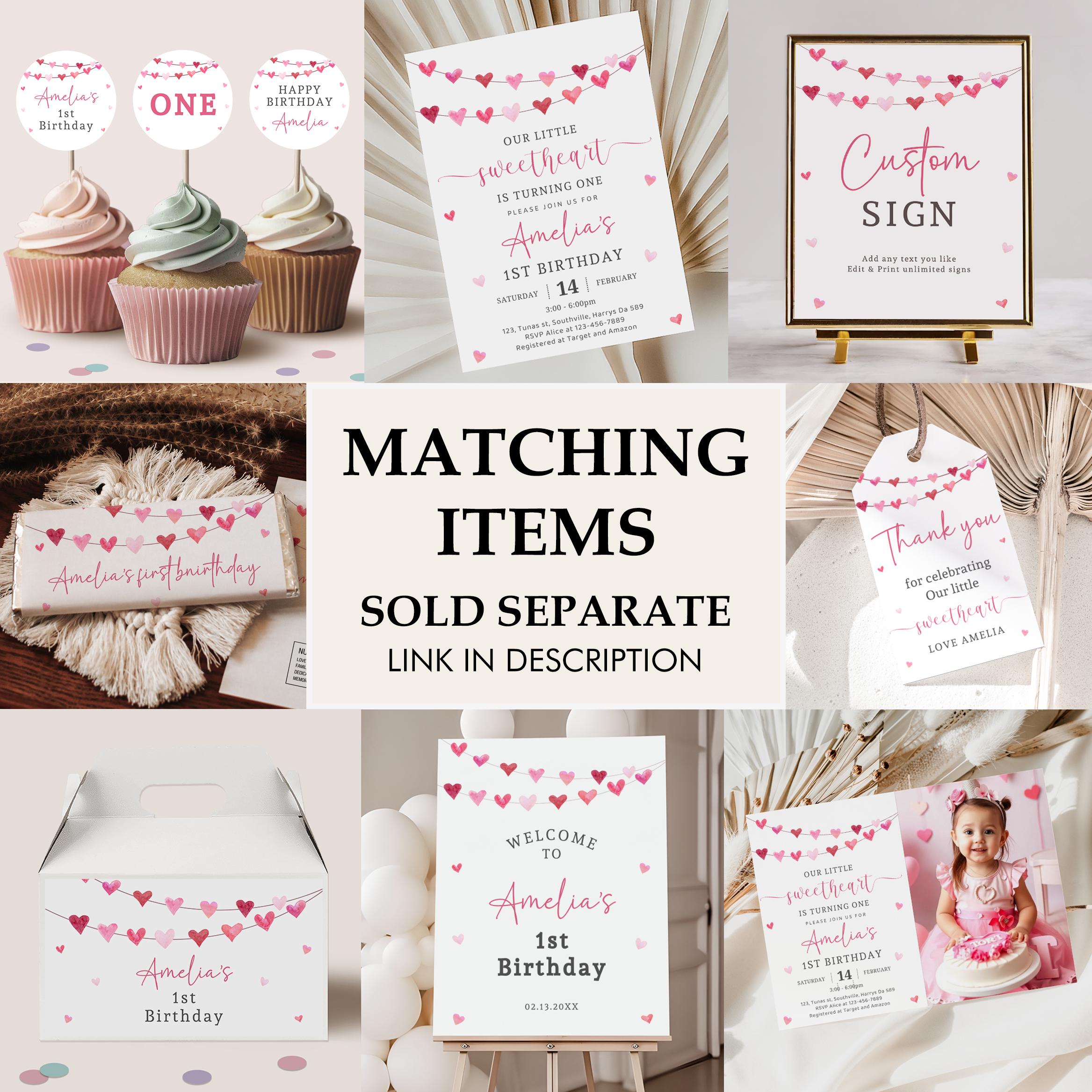 Editable Sweetheart Birthday Thank You Tags Favor Tags Pink Red ...