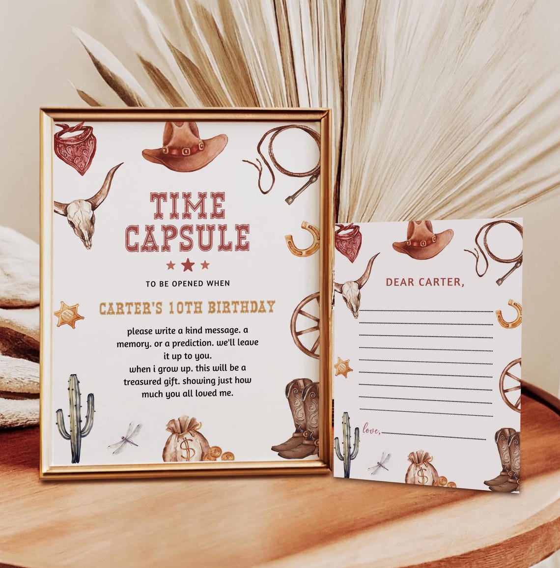 EDITABLE My First Rodeo Time Capsule Sign Note Card Cowboy First ...