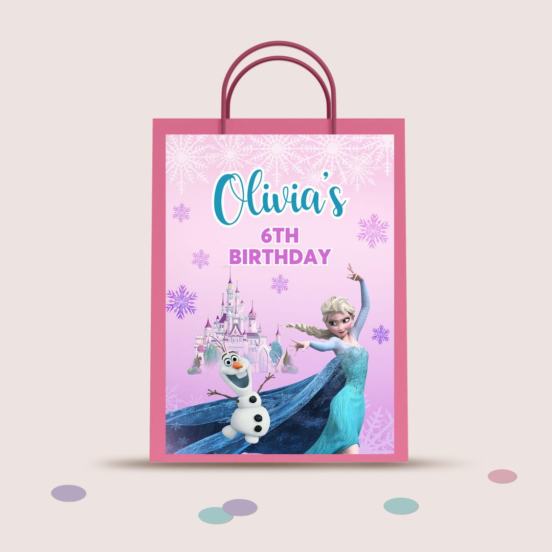 Editable Frozen Theme Gift Bag Labels, Elsa Birthday Party Favor Bag ...