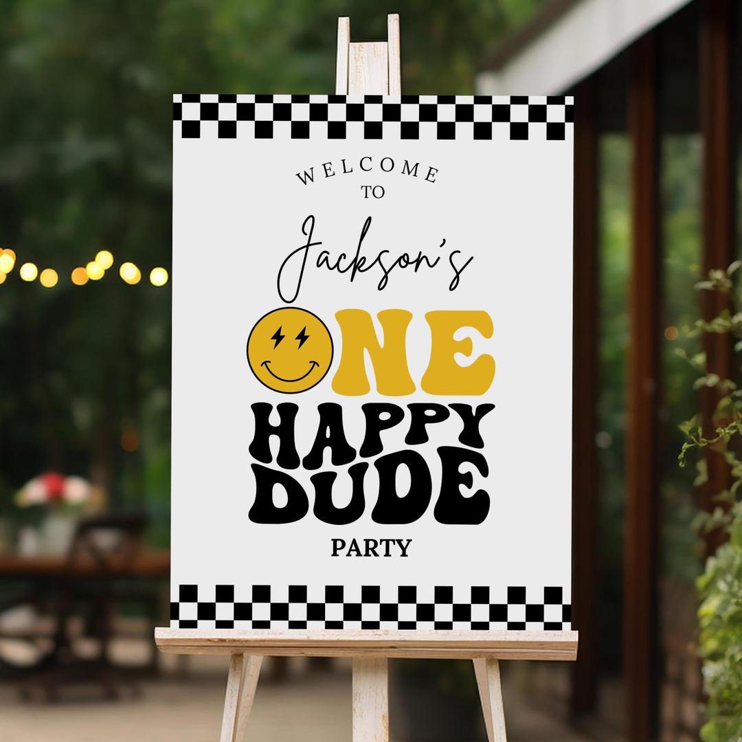 One Happy Dude Welcome Sign, First Birthday Party, Instant Download ...